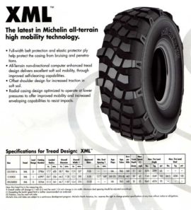 Michelin XML tire specs info | Military Tires